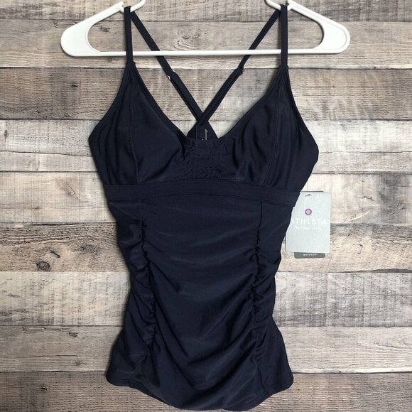 Athleta | Swim | Athleta Womens Navy Blue Smocked Tankini Swim Beach ...